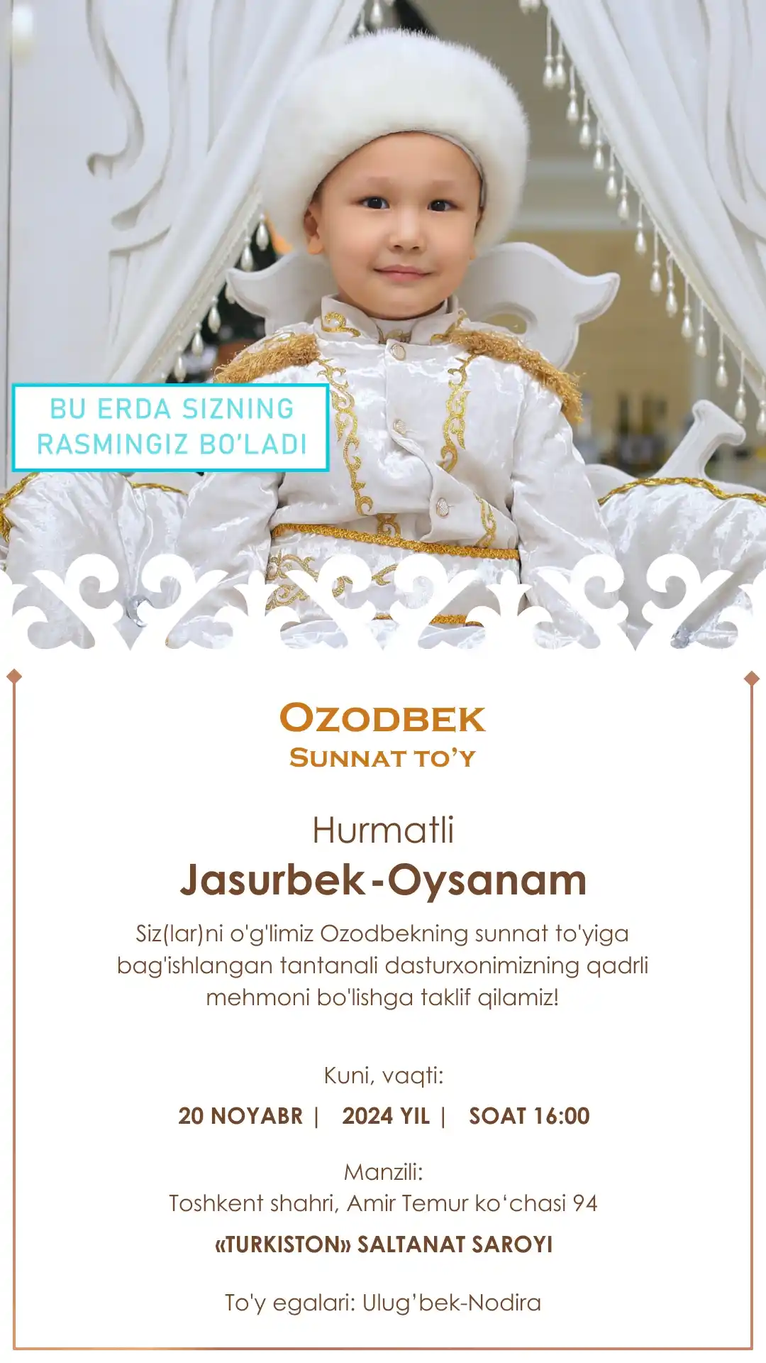 Sunnat to’y uchun surat taklifnomalarining namunalari | e-taklif.uz